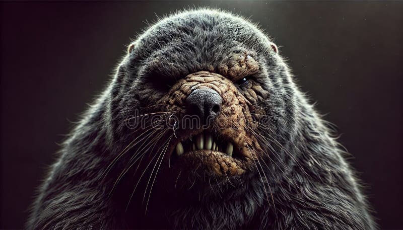 Massive Angry Blind Mole Portrait with Dramatic Lighting and Fierce ...