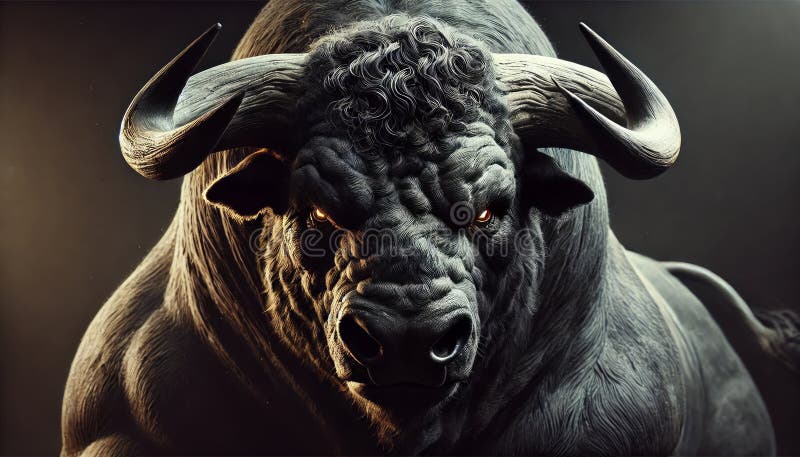 Massive Angry Bull Portrait with Dramatic Lighting and Fierce ...