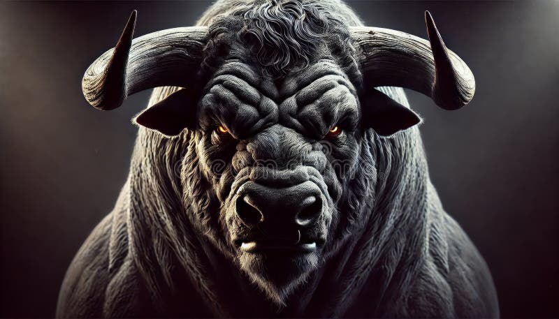Massive Angry Bull Portrait with Dramatic Lighting and Fierce ...