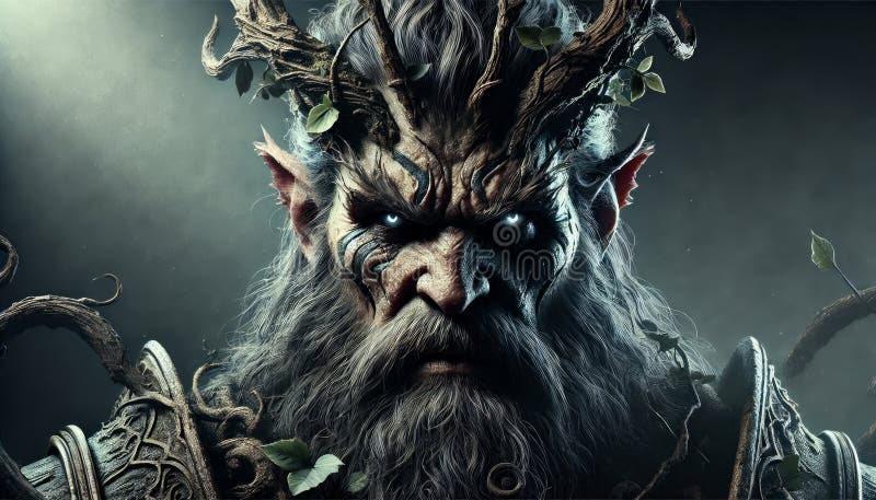 Massive Angry Druid Portrait with Dramatic Lighting and Fierce ...