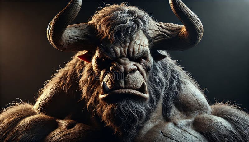 Massive Angry Minotaur Portrait with Dramatic Lighting and Fierce ...