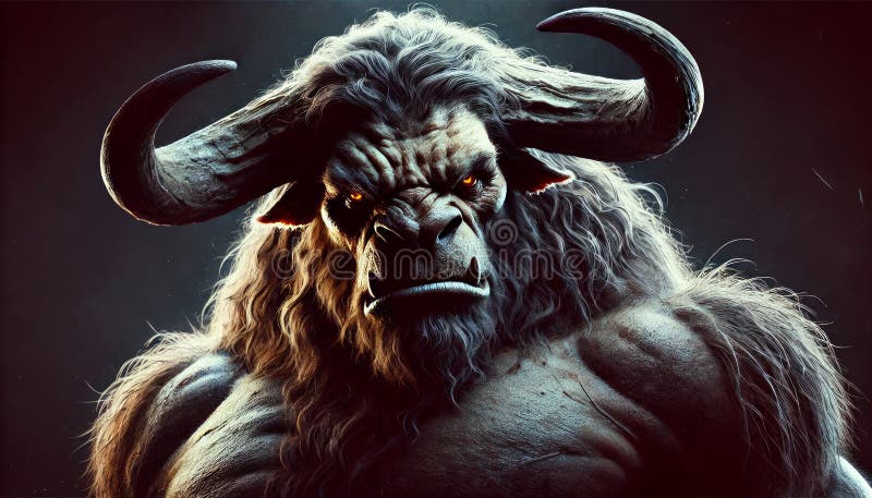 Massive Angry Minotaur Portrait with Dramatic Lighting and Fierce ...