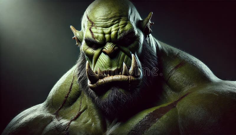 Massive Angry Orc Portrait with Dramatic Lighting and Fierce Expression ...