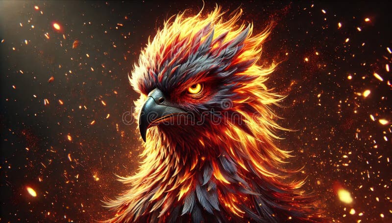 Massive Angry Phoenix Portrait with Fiery Feathers and Dramatic ...
