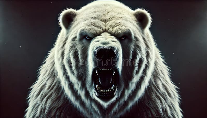 Massive Angry Polar Bear Portrait with Dramatic Lighting and Fierce ...