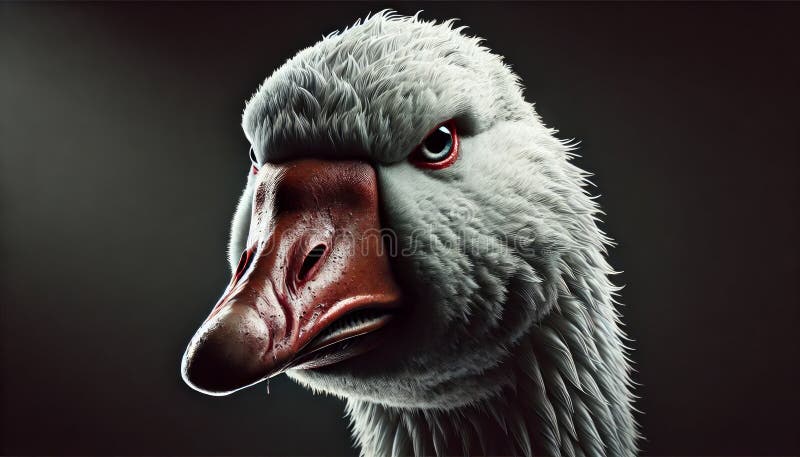 Massive Angry White Goose Portrait with Dramatic Lighting and Fierce ...