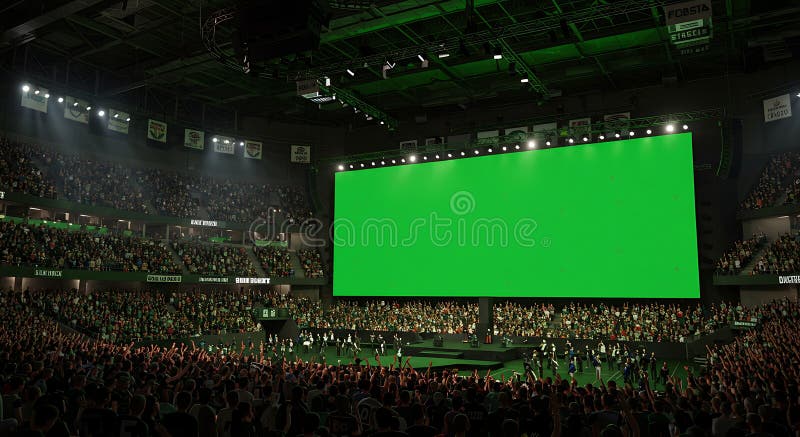 Massive Arena: Green Screen Stage, Packed Crowd, Dramatic Lighting ...