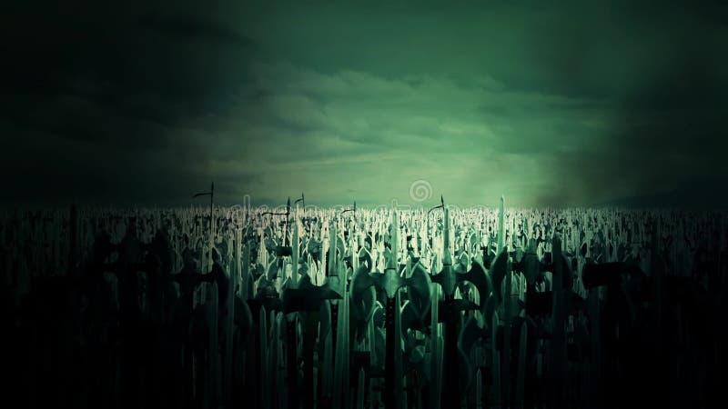 A Massive Army Crowd of Medieval Warriors Preparing for War by Cheering ...