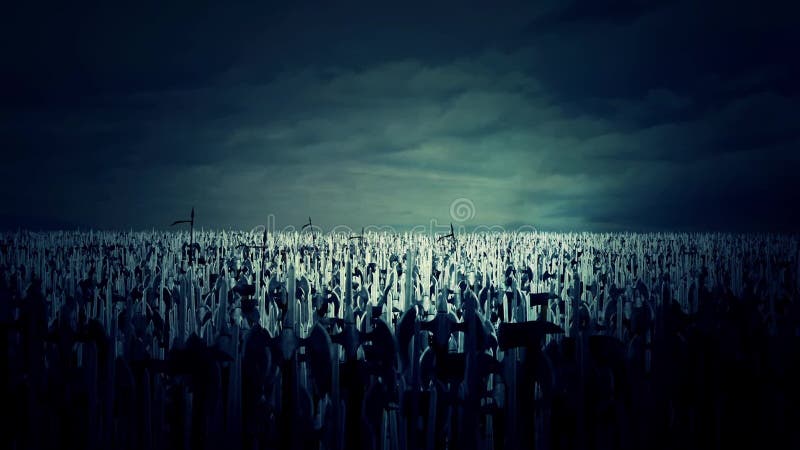 A Massive Army Crowd of Medieval Warriors Preparing for War by Cheering ...