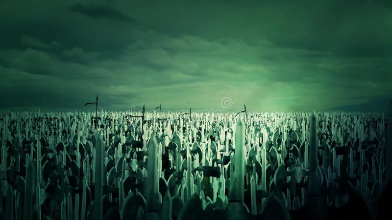 A Massive Army Crowd of Medieval Warriors Preparing for War by Cheering ...