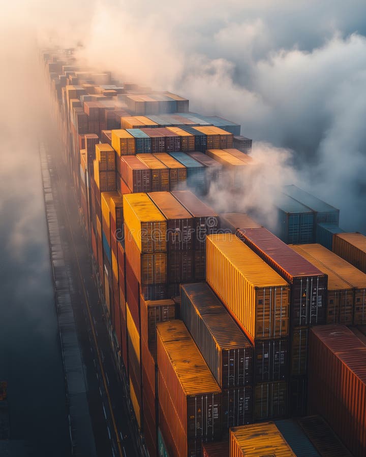 Towering Wall of Containers Obstructs Trade Flow in Bustling Port Area ...