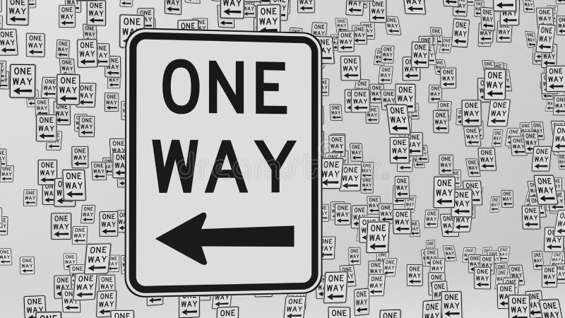 Massive Array of Left Pointing One Way Traffic Signs Floating in Space ...