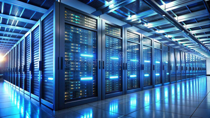 Massive Array of Server Racks a Modern Data Centers Computational Core ...