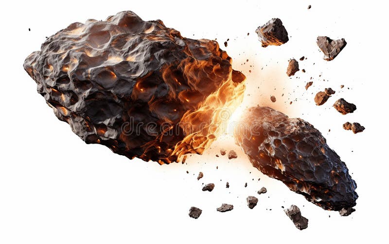Massive Asteroid, Comet, or Meteorite Isolated on a White Background ...