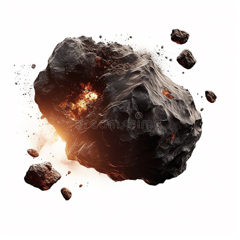 Massive Asteroid, Comet, or Meteorite Isolated on a White Background ...