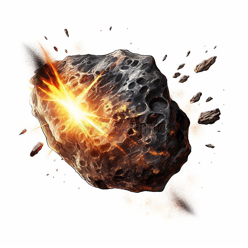 Massive Asteroid, Comet, or Meteorite Isolated on a White Background ...