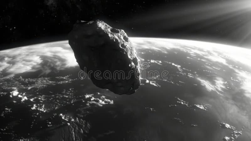 Massive Asteroid with Craters and Debris Orbiting in Deep Cosmic Space ...