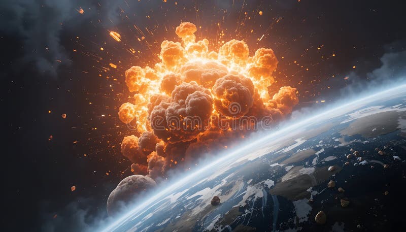 Massive Asteroid Impacting Earth, Planet Destruction, Cosmic ...
