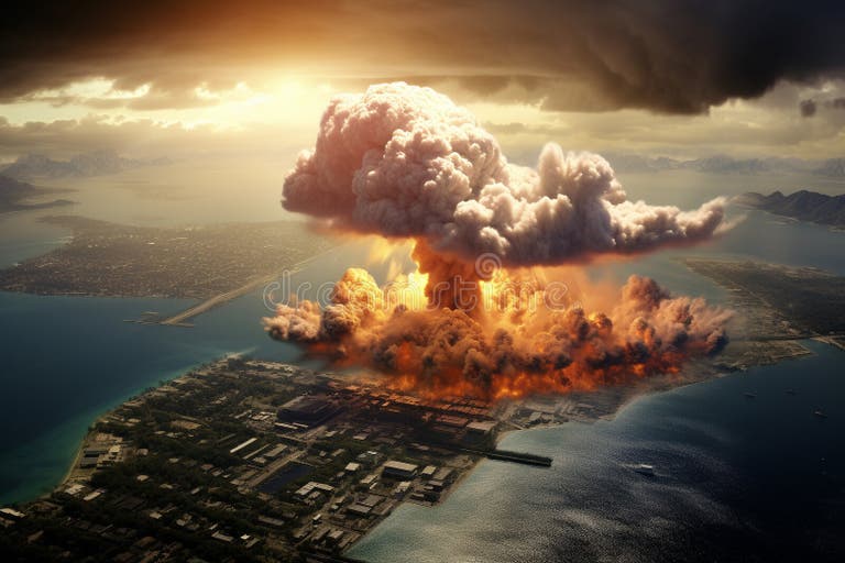 Aerial View of a Massive Atomic Explosion, a Terrifying Display of ...
