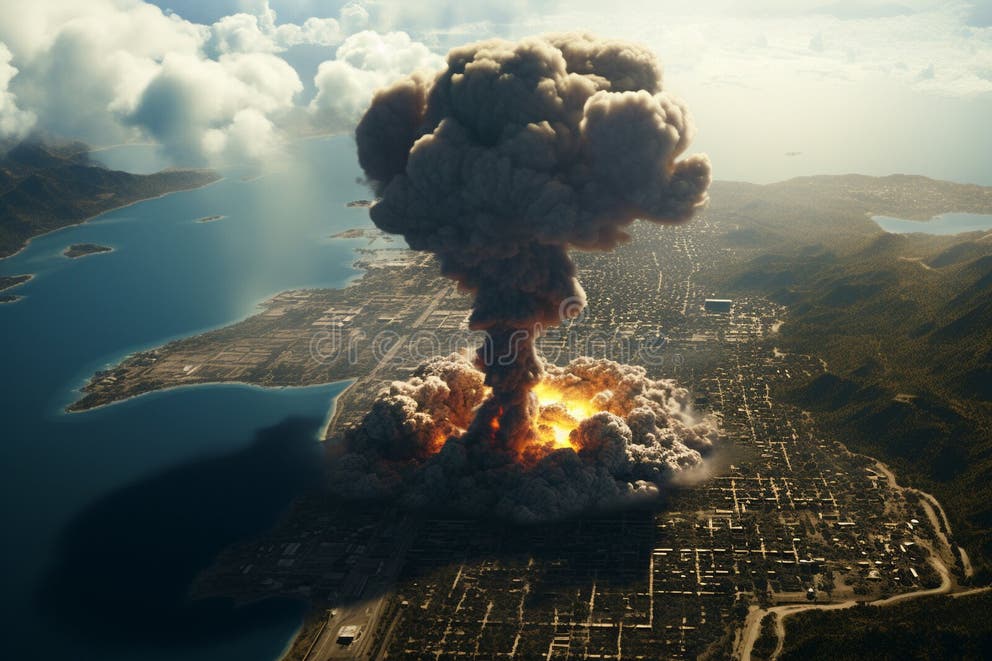 Aerial View of a Massive Atomic Explosion, a Terrifying Display of ...