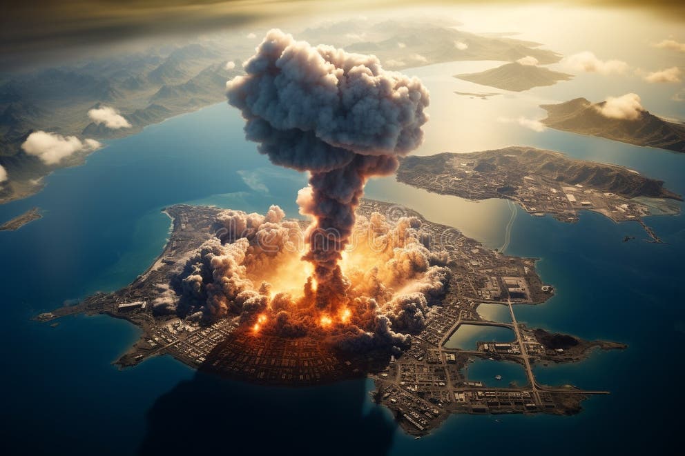 Aerial View of a Massive Atomic Explosion, a Terrifying Display of ...