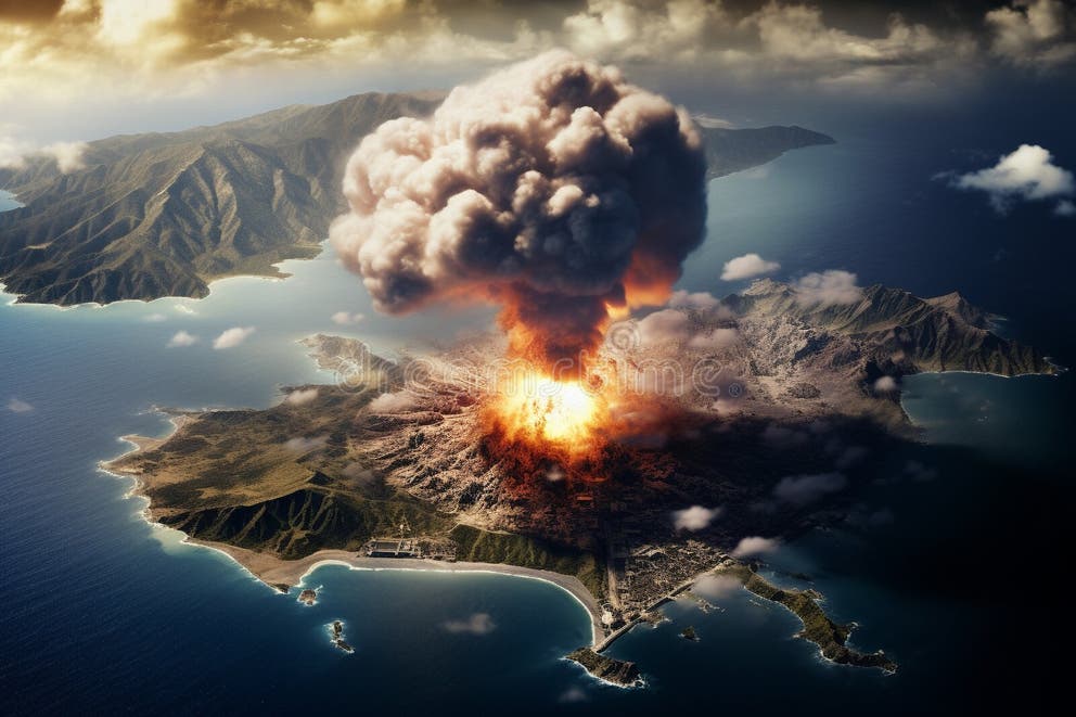 Aerial View of a Massive Atomic Explosion, a Terrifying Display of ...