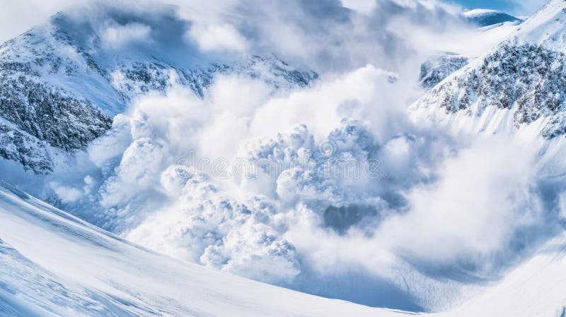 Massive Avalanches Sweep through Expansive Winter Mountain Range Stock ...