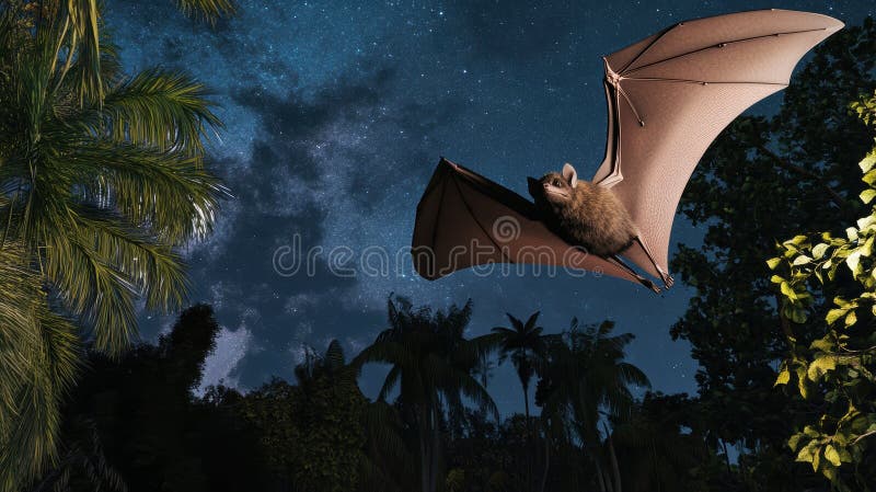 Majestic Bat Soaring through Starry Night Sky Stock Illustration ...