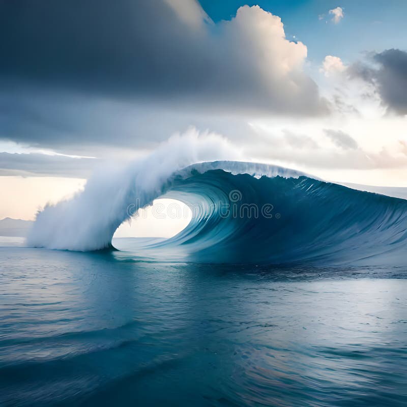 Massive and Beautiful Ocean Waves - Ai Generated Image Stock ...