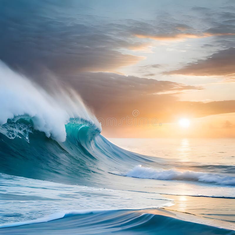 Massive and Beautiful Ocean Waves - Ai Generated Image Stock ...