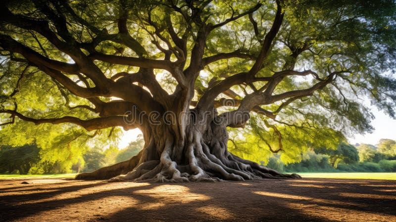 Massive Big Tree with Roots Stock Photo - Image of ancient, deciduous ...