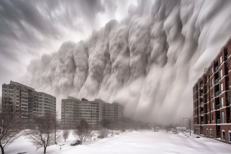 Massive Blizzard, with Clouds and Snow Visible in the Sky Stock ...