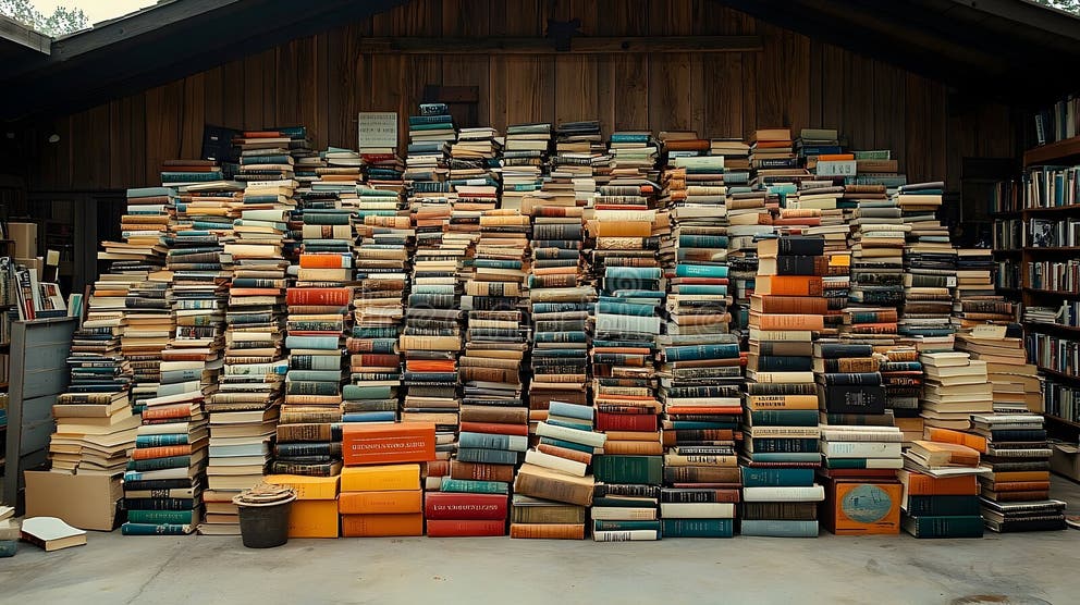 Massive Book Pile stock illustration. Illustration of library - 386234277