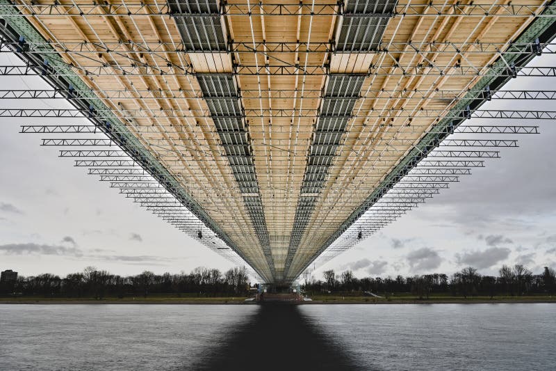 Massive Bridge Structure Viewed from Below, Showcasing Modern ...