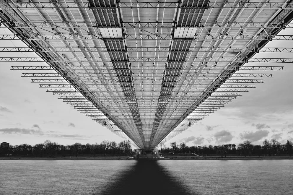 Massive Bridge Structure Viewed from Below, Showcasing Modern ...