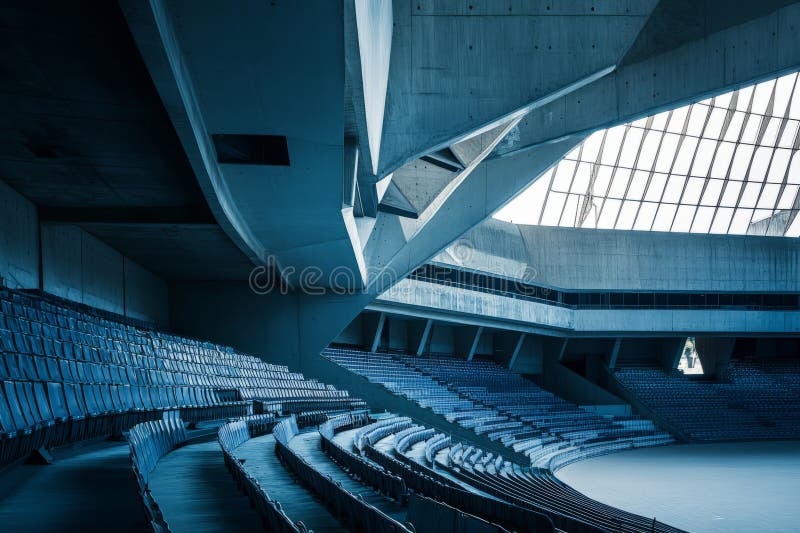 Massive Brutalist Sports Stadium Angular Raw Concrete Structures ...