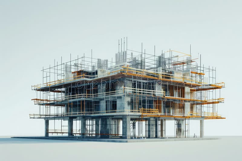 A Massive Building Engulfed in Scaffoldings, Illustrating Ongoing ...