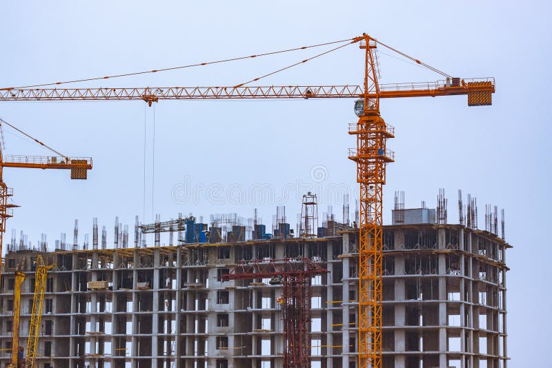 Massive Building Under Construction Stock Image - Image of equipment ...