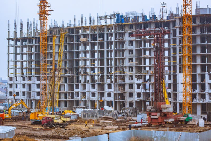 Massive Building Under Construction Stock Image - Image of highrise ...