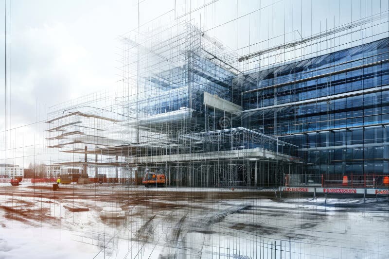 A Massive Building Undergoing Renovation with Extensive Scaffolding ...