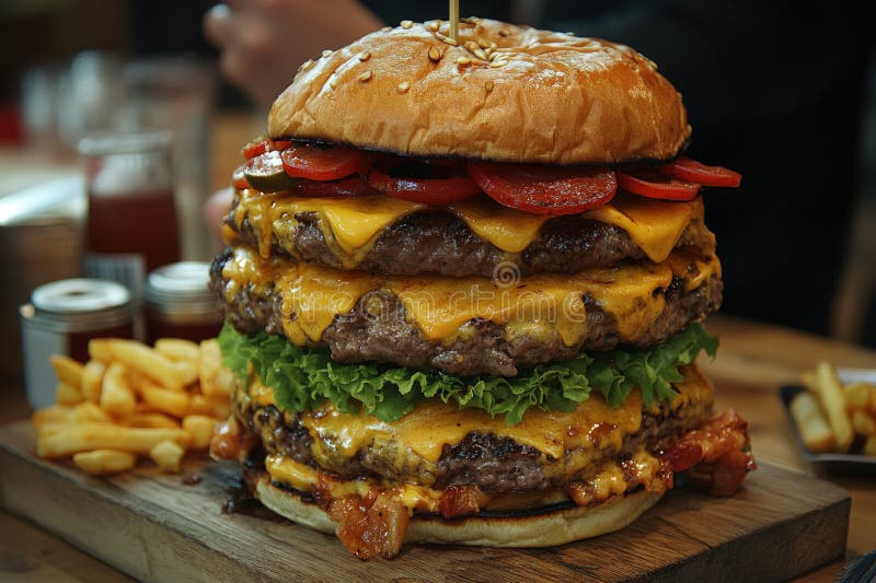 A Massive Burger with All the Toppings, Hearty and Appetizing, Food ...