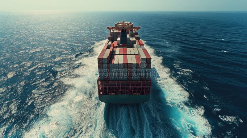 A Massive Cargo Ship Freighted in Open Seas. Generative AI. Stock Photo ...