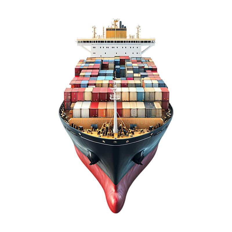 Massive Cargo Ship Global Shipping Trade on Transparent Background ...