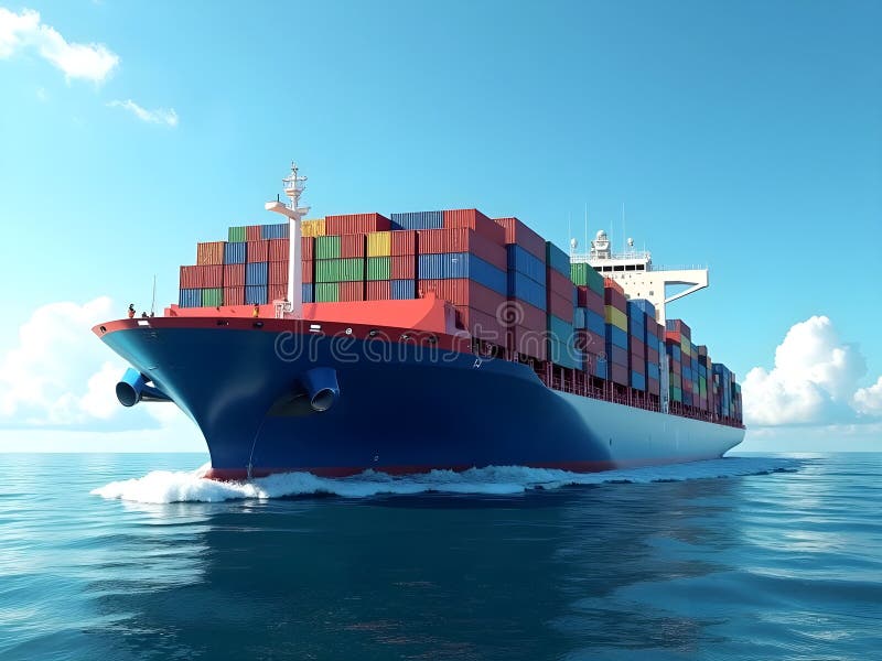 Massive Cargo Ship Loaded with Colorful Shipping Containers Stock ...