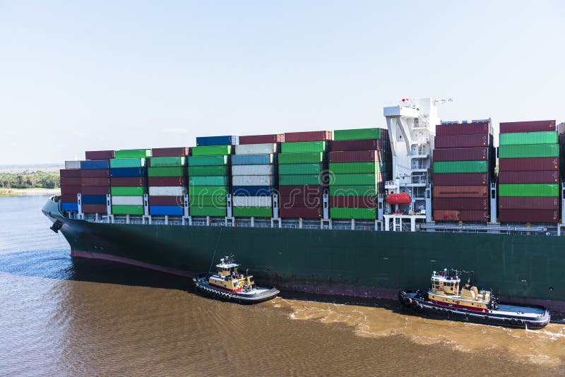 A Massive Cargo Ship Loaded with Containers Arrival To the Port of ...