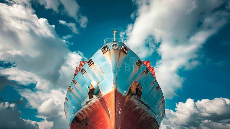 A Massive Cargo Ship Loaded with Containers Navigating through the Open ...