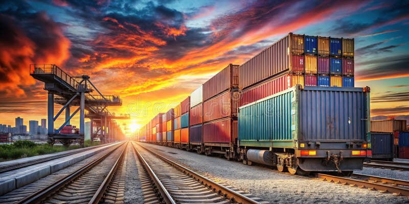 Massive Cargo Train Loads Shipping Containers a Stunning Visual of ...