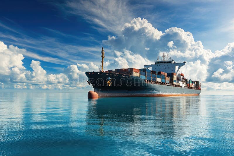 A Massive Cargo Vessel Sailing through Open Waters Stock Image - Image ...