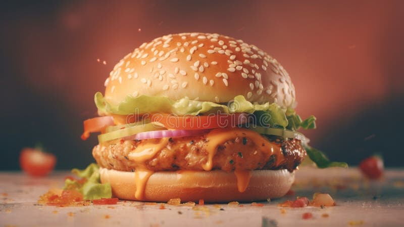 Massive chicken burger stock photo. Image of ingredient - 274443298