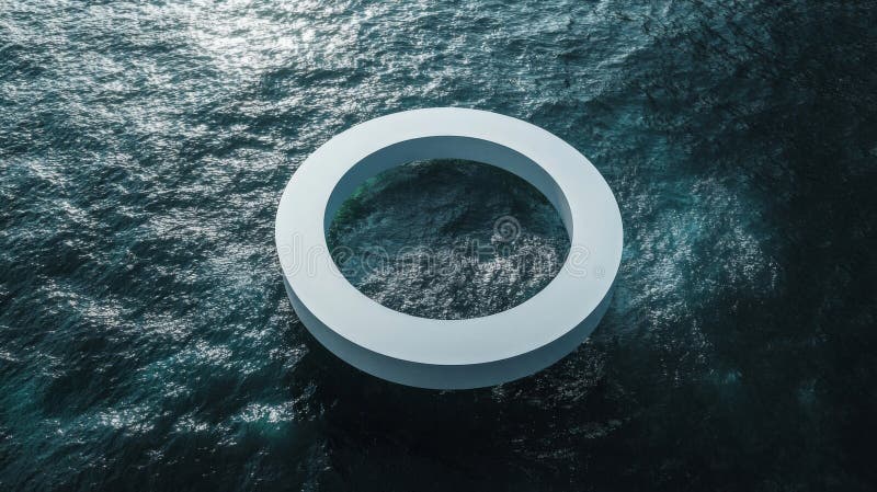 Massive Circular Structure Floating on Deep Blue Ocean Water Surface ...